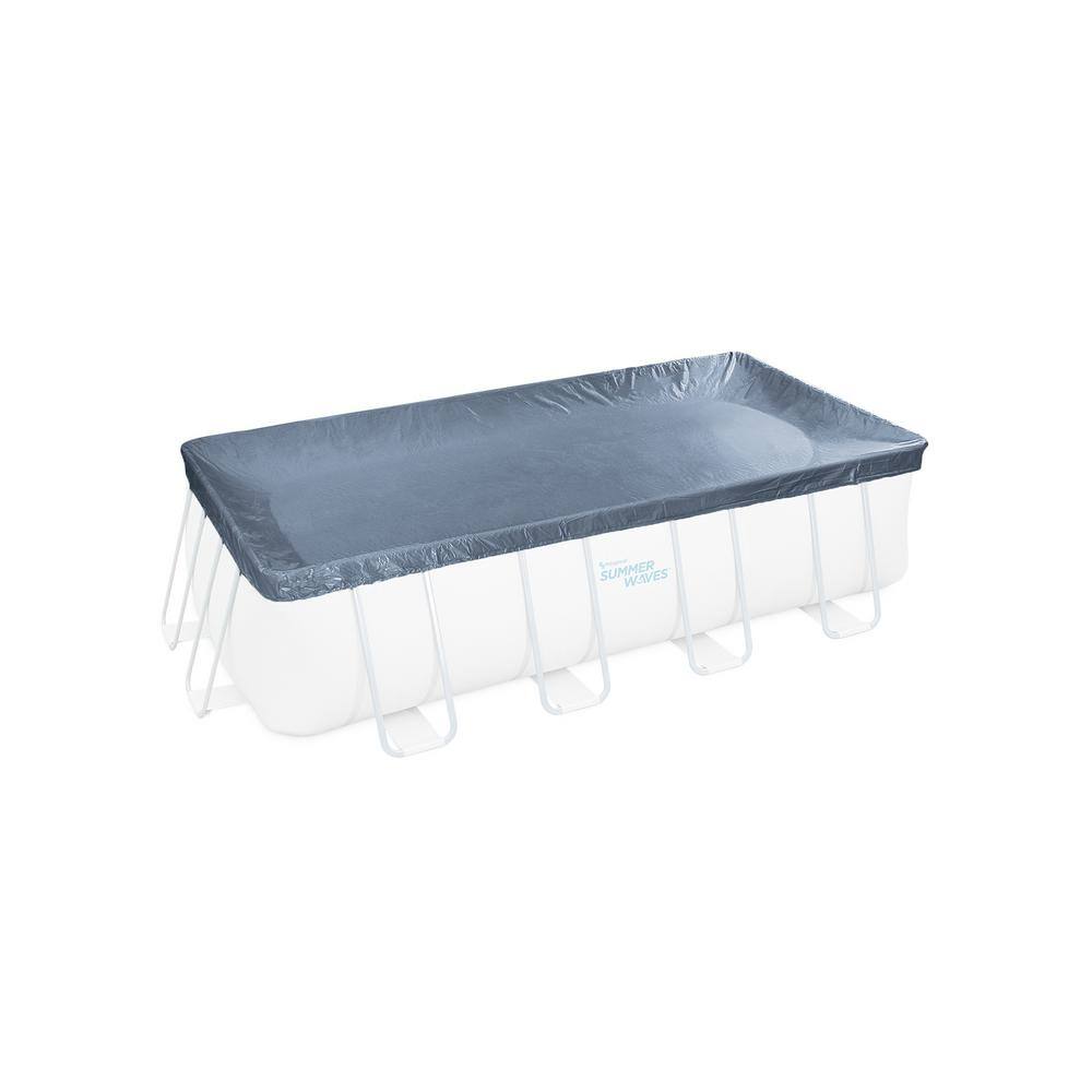 Summer Waves 18 ft. x 9 ft. Rectangular Above Ground Pool Cover, Grey ...