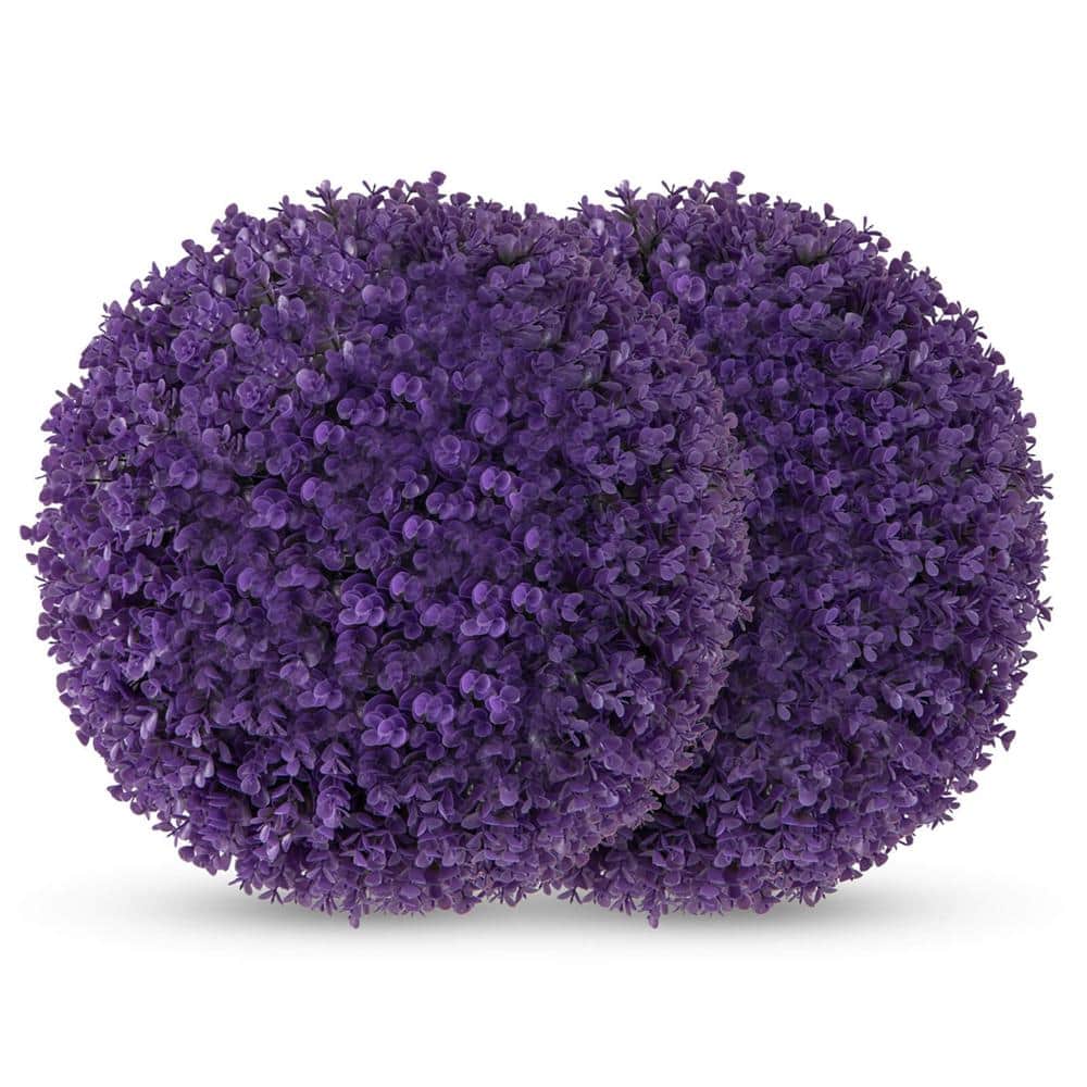 Costway 19 in. Purple Artificial Plant Topiary Ball Faux Decorative ...