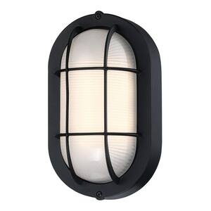 Hukoro Ali Textured Black Integrated LED Outdoor Bulkhead Wall Lantern ...