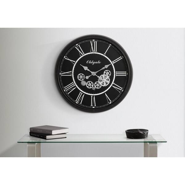 30 in. Round Transitional Black Analog Wall Clock CKJY2405-B - The Home ...