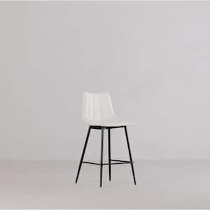 MODWAY Albie 25.5 in. Ivory Black Low Back Metal Bar Stool Counter ...