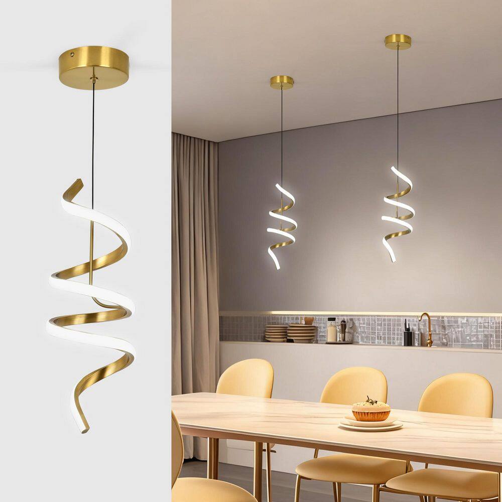 Merbotin RayHome 1-Light Modern Gold Integrated LED Pendant Light ...