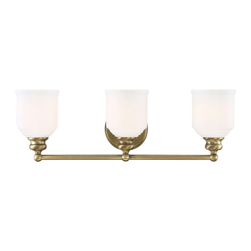 Savoy House Melrose 24 in. W x 7.75 in. H 3-Light Warm Brass Bathroom ...
