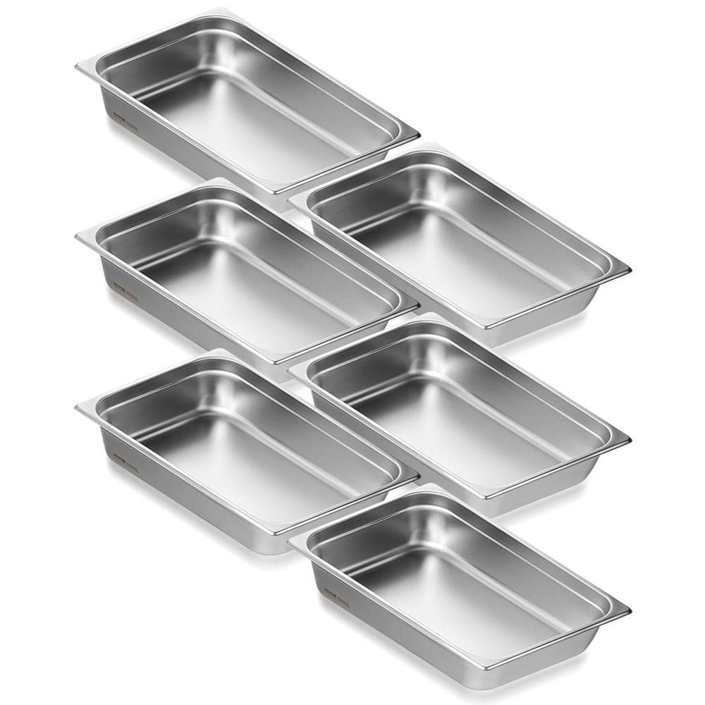 VEVOR 14.7 qt. Hotel Pans, Full Size Anti-Jam Steam Pan, 0.8 mm Thick ...
