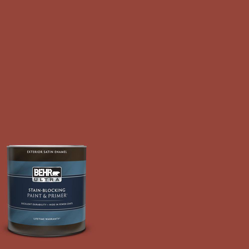 BEHR ULTRA 1 qt. #PPU2-17 Morocco Red Satin Enamel Exterior Paint ...