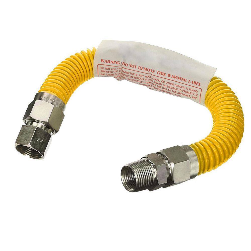 PLUMBFLEX 12 in. Flexible Gas Connector Yellow Coated Stainless Steel ...