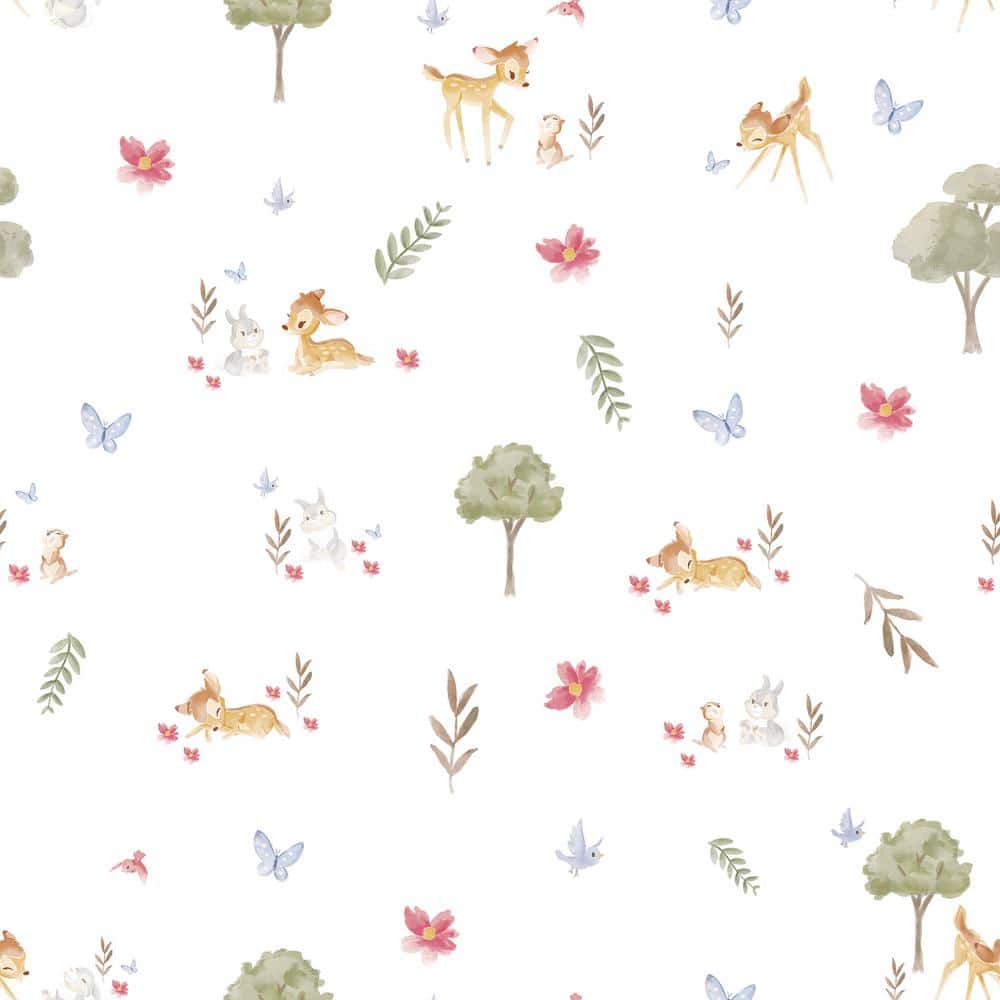 Disney White Bambi Watercolor Peel and Stick Wallpaper RMK12621RL - The ...