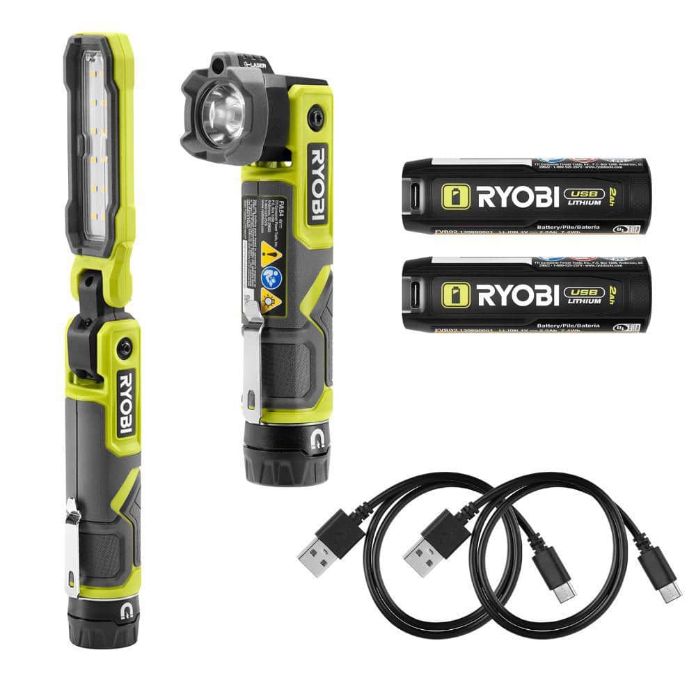 RYOBI USB Lithium Cordless Inspection Flashlight and Pivoting Head ...