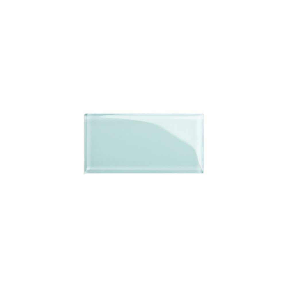 Giorbello Baby Blue Glass Subway Tile - 3 in. x 6 in. x 8 mm Tile ...