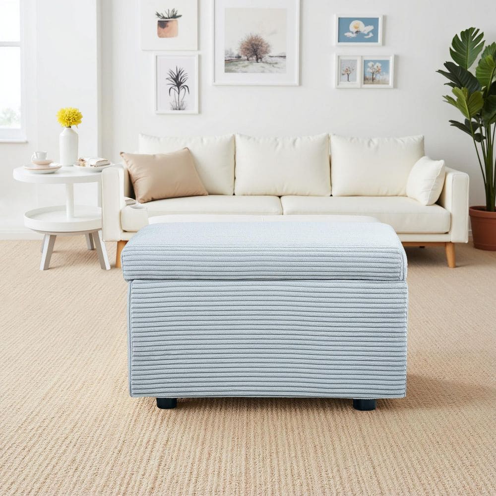 WONDER COMFORT Light Gray Fabric Rectangle Fliip Top Storage Medium ...