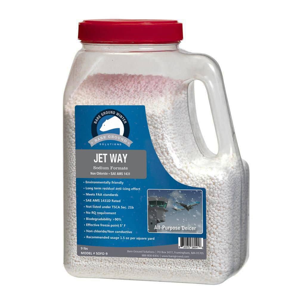 Bare Ground Winter Ice Melt 9 lb. Non Salt Outdoor Deicer Granular Sodium Formate Shaker Jug 1 ...