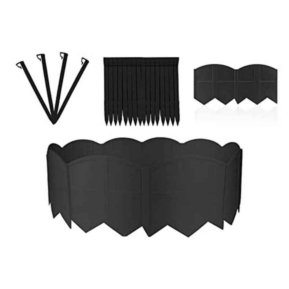 Phewnyzo 20ft Black Plastic Garden Edging Border with 20 Pieces, 6 in ...
