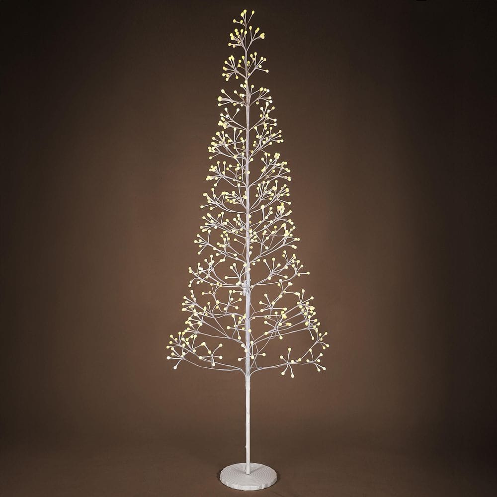 CAPHAUS 8 ft. White Pre-Lit LED Firework Lighted Tree Artificial ...