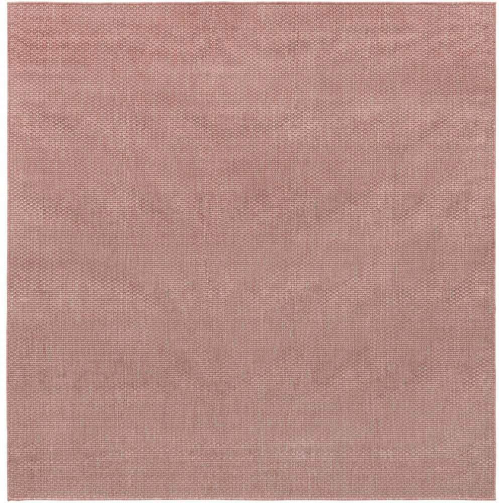 Unique Loom Outdoor Solid Whisper Pink 7 ft. 1 x 7 ft.1 in. Area rug ...