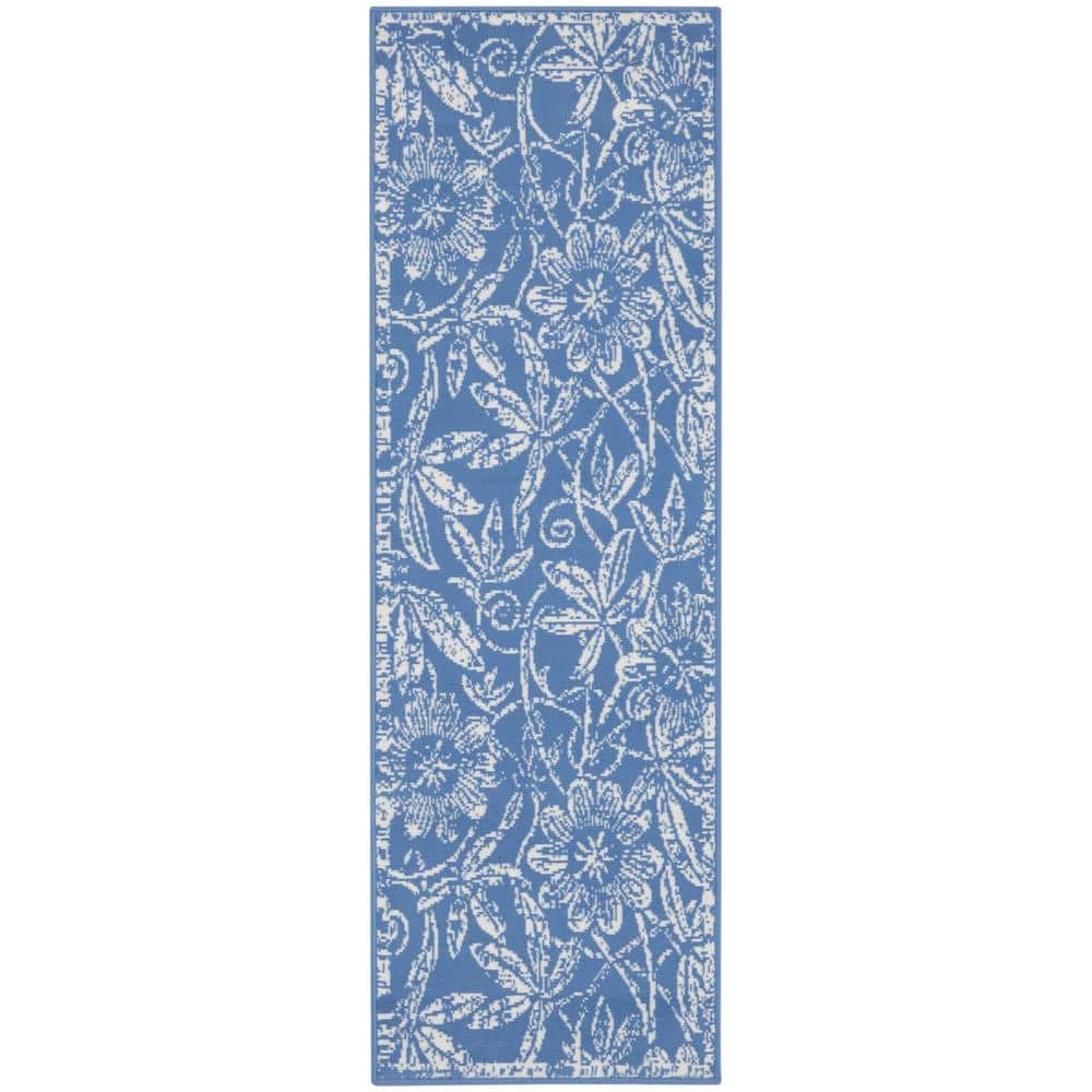 Nourison Whimsicle Blue 2 ft. x 6 ft. Floral French Country ...