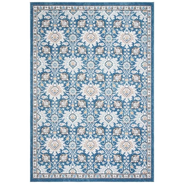 SAFAVIEH Liberty 5 ft. x 8 ft. Dark Blue/Ivory Geometric Floral Area ...