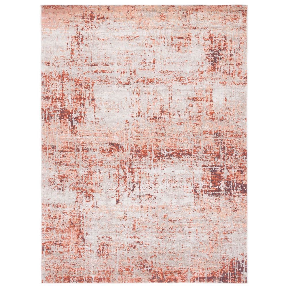 SAFAVIEH Madison Rust/Grey 4 ft. x 6 ft. Abstract Striped Area Rug ...