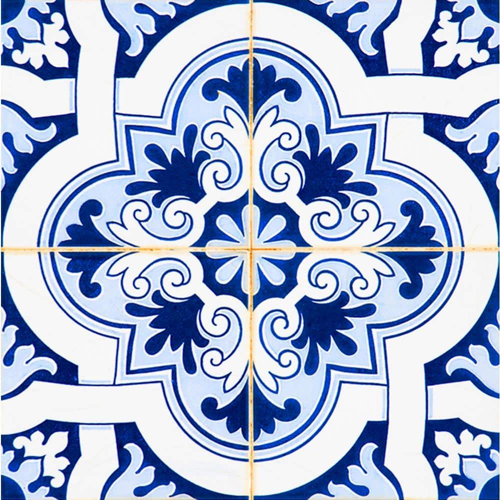 MI ALMA Blue/White H20 5 in. x 5 in. Vinyl Peel and Stick Tile (24 ...