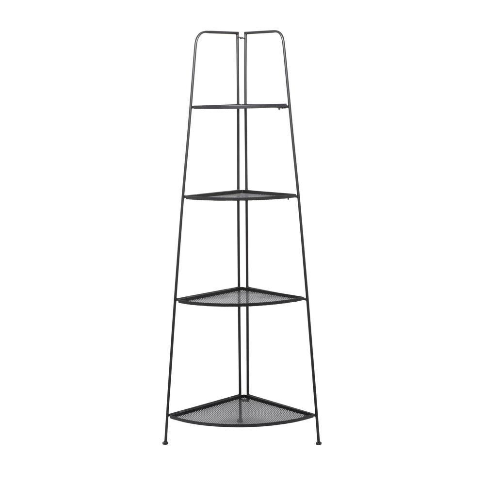 Litton Lane Black Indoor Outdoor Tall Folding 4 Shelves Bakers Rack