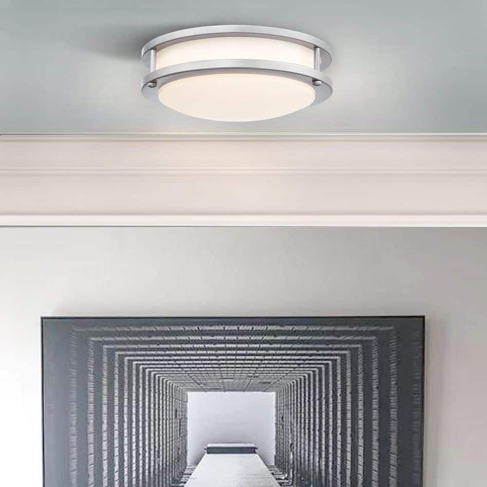 Hukoro Hanz 10 in. Brushed Nickel Selectable LED 2700K, 3000K, 3500K ...