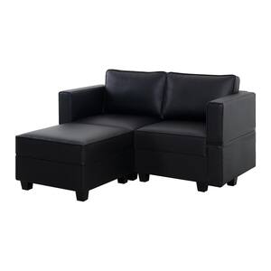 HOMESTOCK 54 in. Reversible Sleeper Air Faux Leather Rolled Arm ...