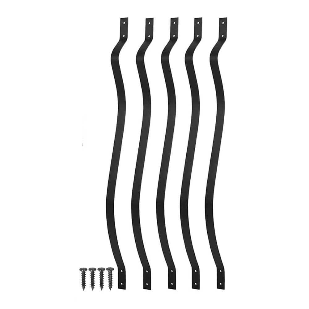 Afoxsos Heavy Duty Iron Deck Balusters 32 1/4 Inch Wave Arc Black Metal ...