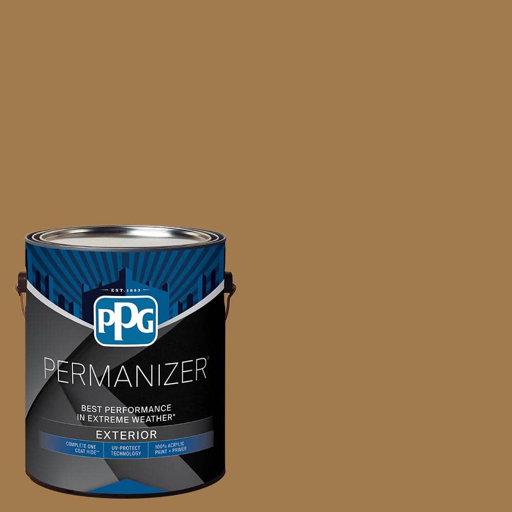 PERMANIZER 1 gal. PPG1089-7 Caramelized Pecan Semi-Gloss Exterior Paint ...