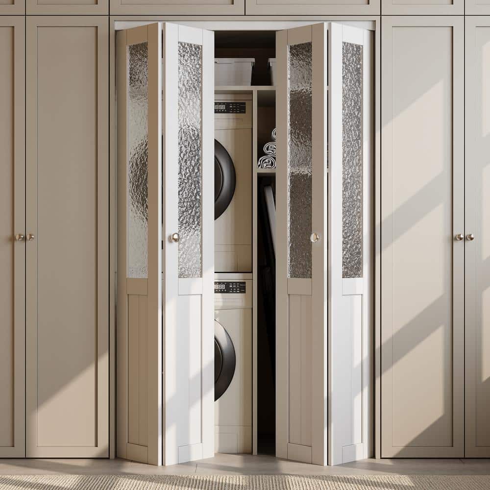 ARK DESIGN 48 in. x 80 in. 1/2 Lite Tempered Kasumi Ripple Glass Solid ...