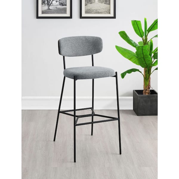 Coaster Elison Grey and Dark Oak Upholstered Pub Height Bar Stool (Set ...