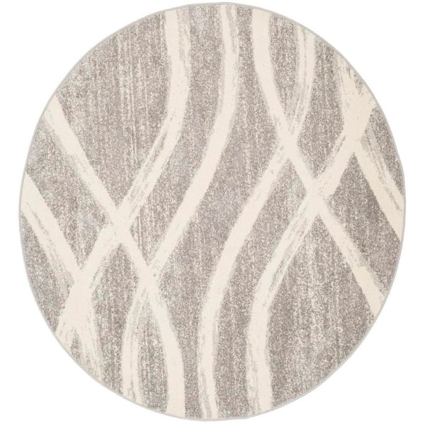 SAFAVIEH Adirondack Gray/Cream 5 ft. x 8 ft. Waves Oval Area Rug ...