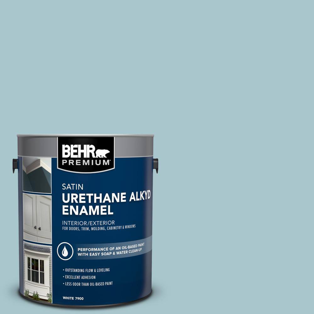 BEHR PREMIUM 1 gal. #S450-3 Spring Storm Urethane Alkyd Satin Enamel ...