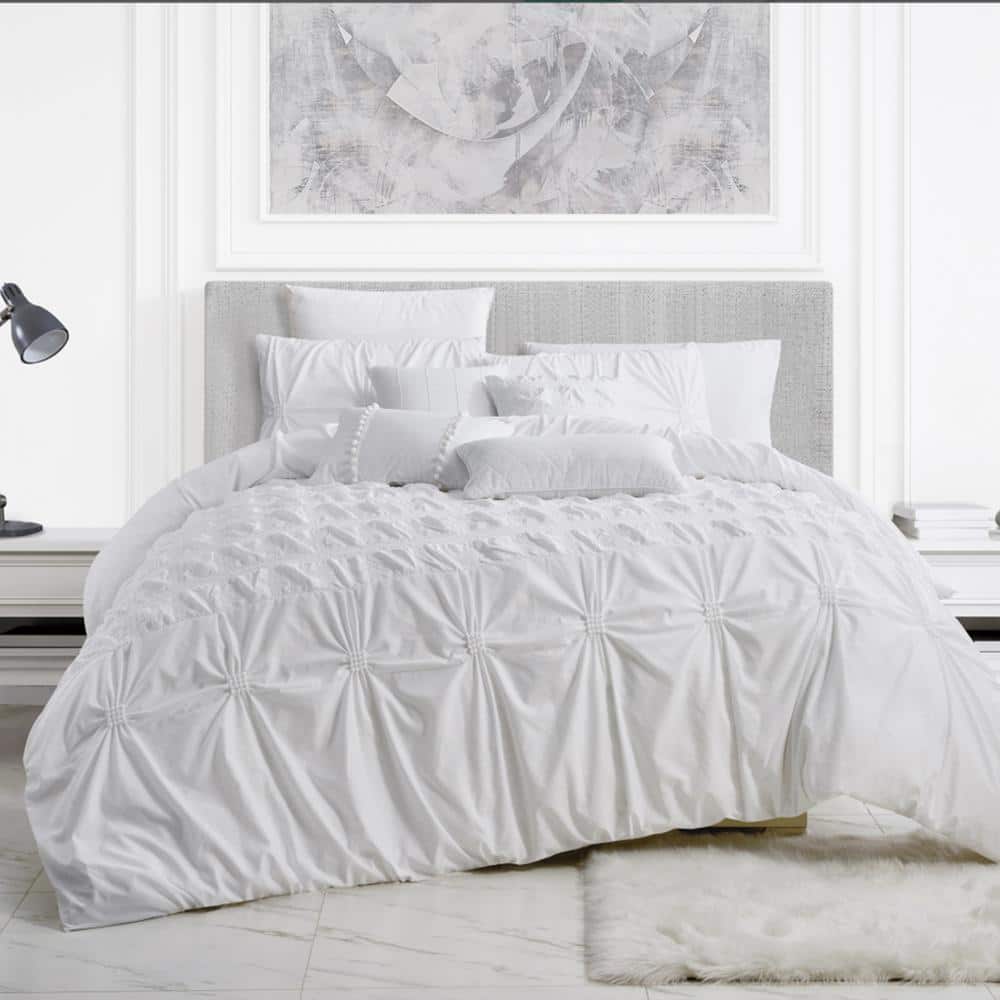 JML 7-Piece White Microfiber Seersucker Cal King Comforter Set JABA-WHT ...