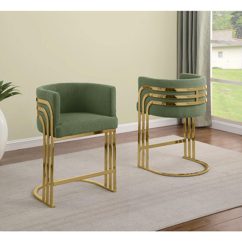 Best Quality Furniture Auron 24 in. Green Low Back Gold Metal Frame ...