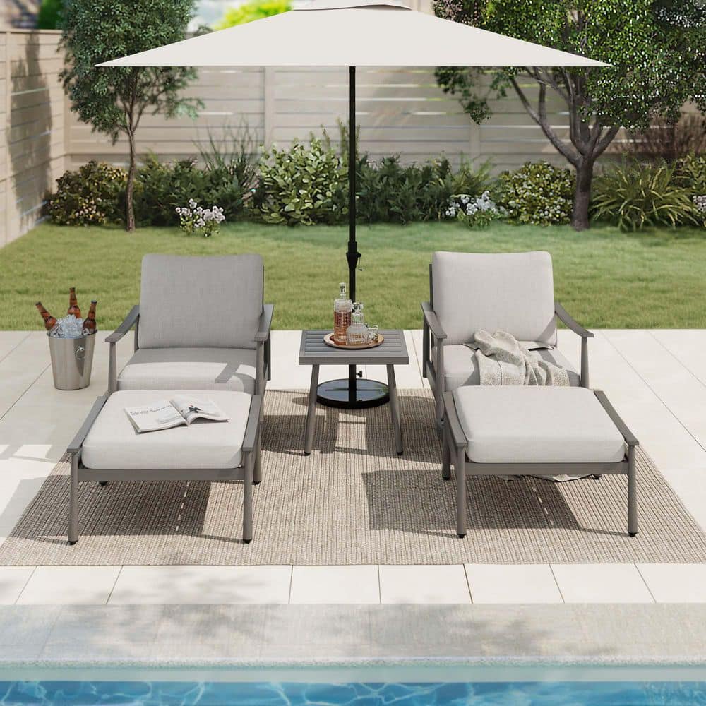 ChillPavilion Sunset Retreat 5-Piece Gray Aluminum Patio Conversation ...