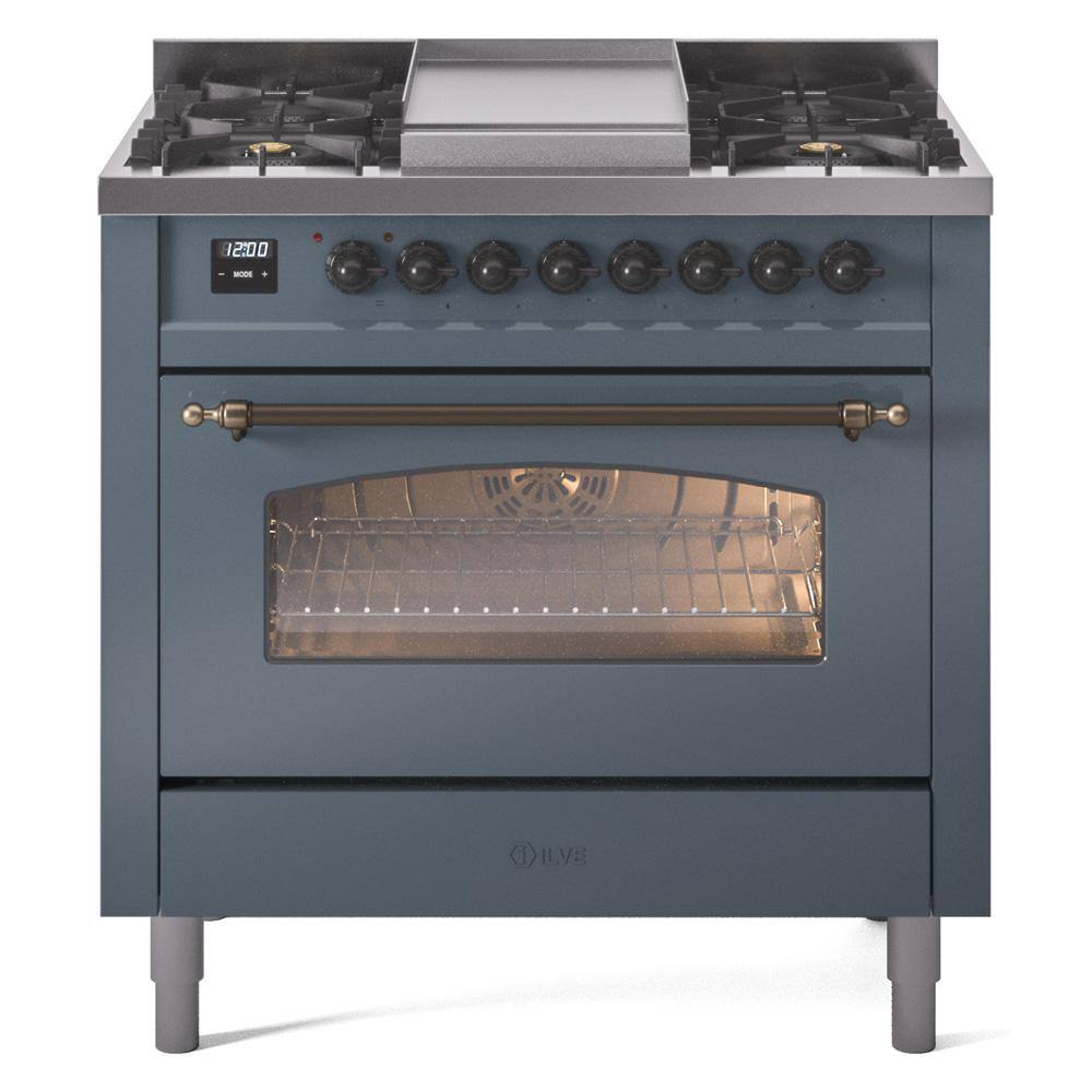 ILVE Nostalgie II 36 in. 6 Burner+Griddle Freestanding Dual Fuel Liquid ...