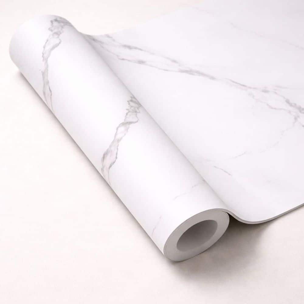 Dundee Deco White, Dark Grey Veins Marble-Look Foam Peel-And-Stick ...
