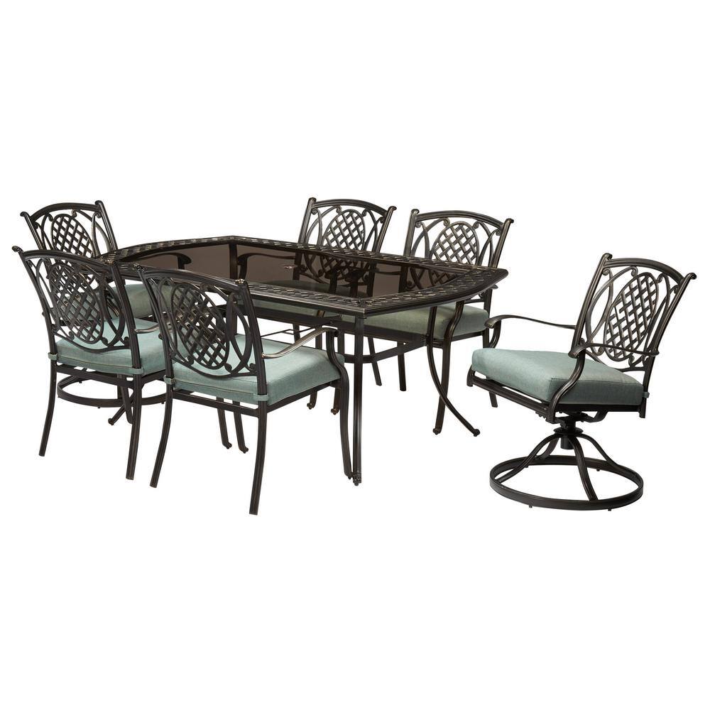 Hampton Bay Belcourt Stationary Aluminum Outdoor Dining Chairs with ...