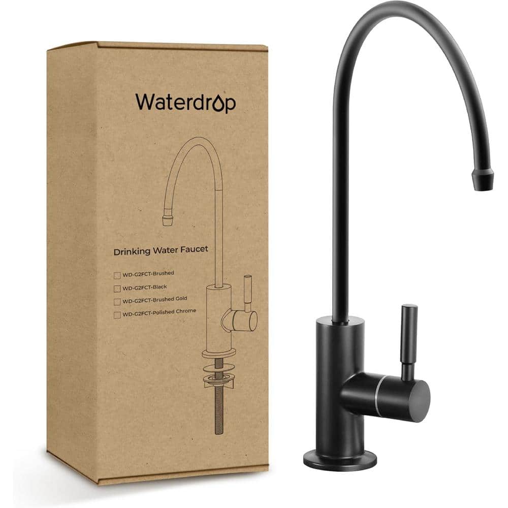 Waterdrop Filtered Water Faucet Single Handle Deck Mount Standard Kitchen Faucet in Black ...