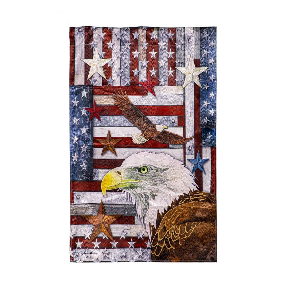 Evergreen Enterprises 2-1/3 ft. x 3-2/3 ft. Eagle Moire House Flag ...