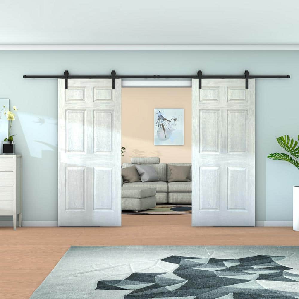 Dessliy 72 in. x 80 in. Silk Gray Panel Interior Sliding Barn Door with ...
