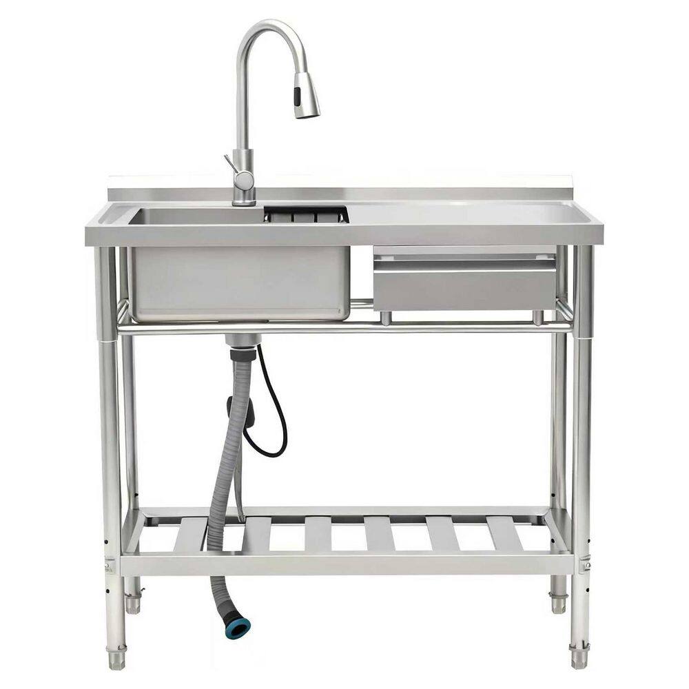 WOCK 39 in. Freestanding 1-Compartment Commercial Kitchen Sink in ...