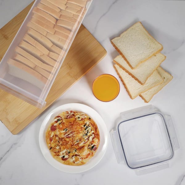 Wudkey 2-Pack Bread Box, Plastic Bread Container, Bread Storage for ...