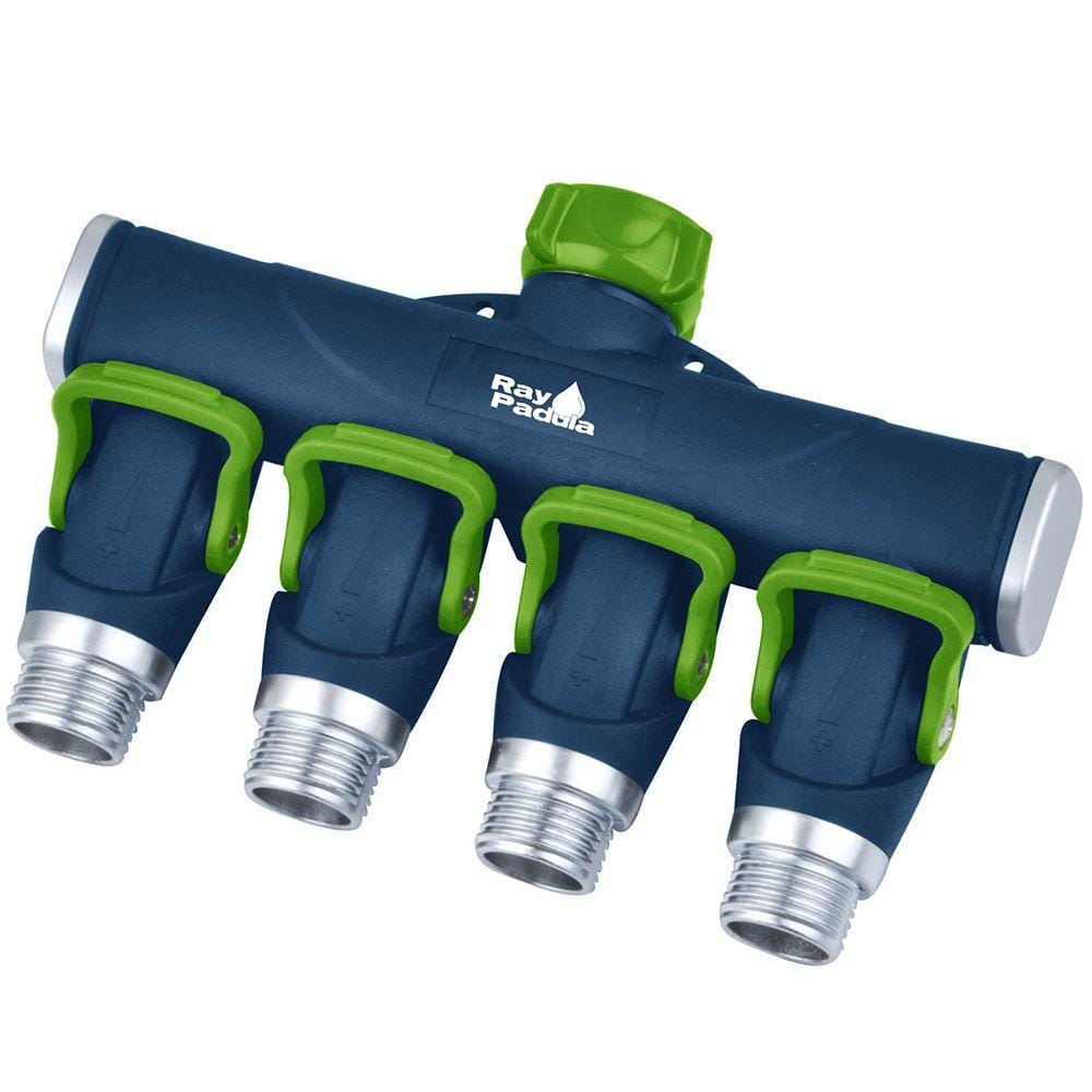 Ray Padula Thumb Control Metal 4-Way Hose Manifold Faucet Splitter RP ...