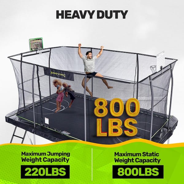 JUMPKING 10 ft.x 15 ft. Rectangle Trampoline with 2-Powder Coated ...