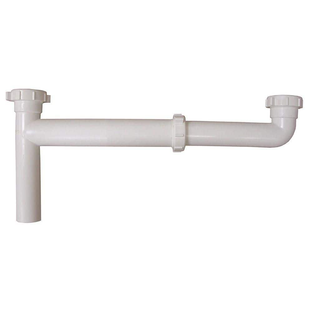 JONES STEPHENS 1-1/2 in. x 16 in. White Plastic Slip Joint End Outlet ...