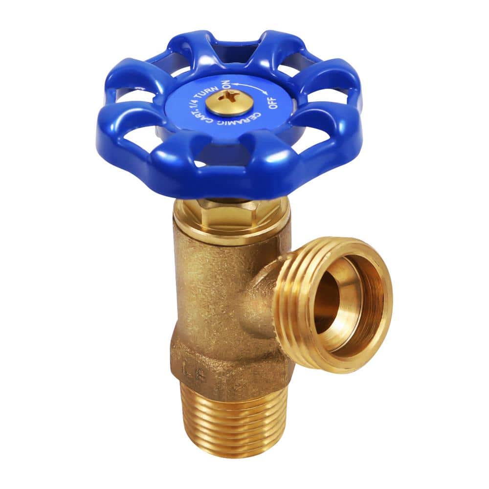 PLUMBFLEX 3/4 in. MIP x Hose Boiler Drain Valve Brass 1/4 Turn QTBD34 - The Home Depot