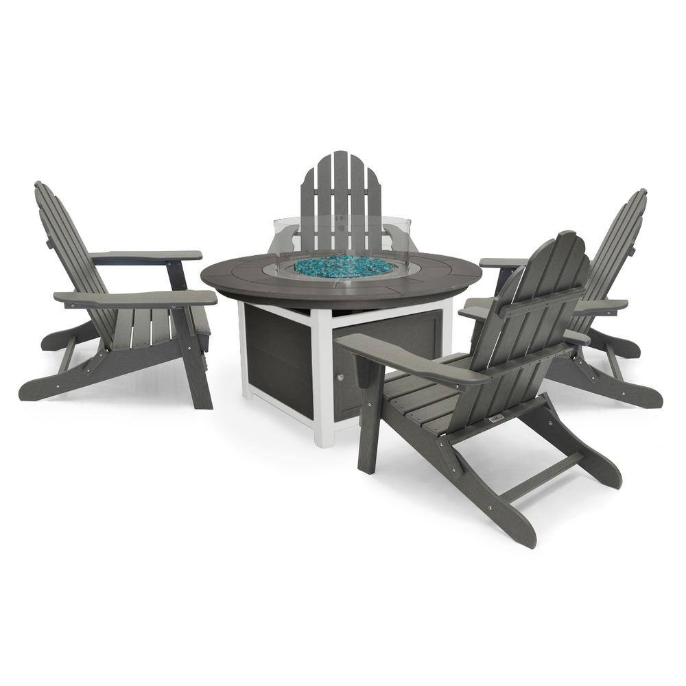 LuXeo Vail 48 in. Gray 2-Tone 5-Piece Round Plastic Top Fire Pit Table ...