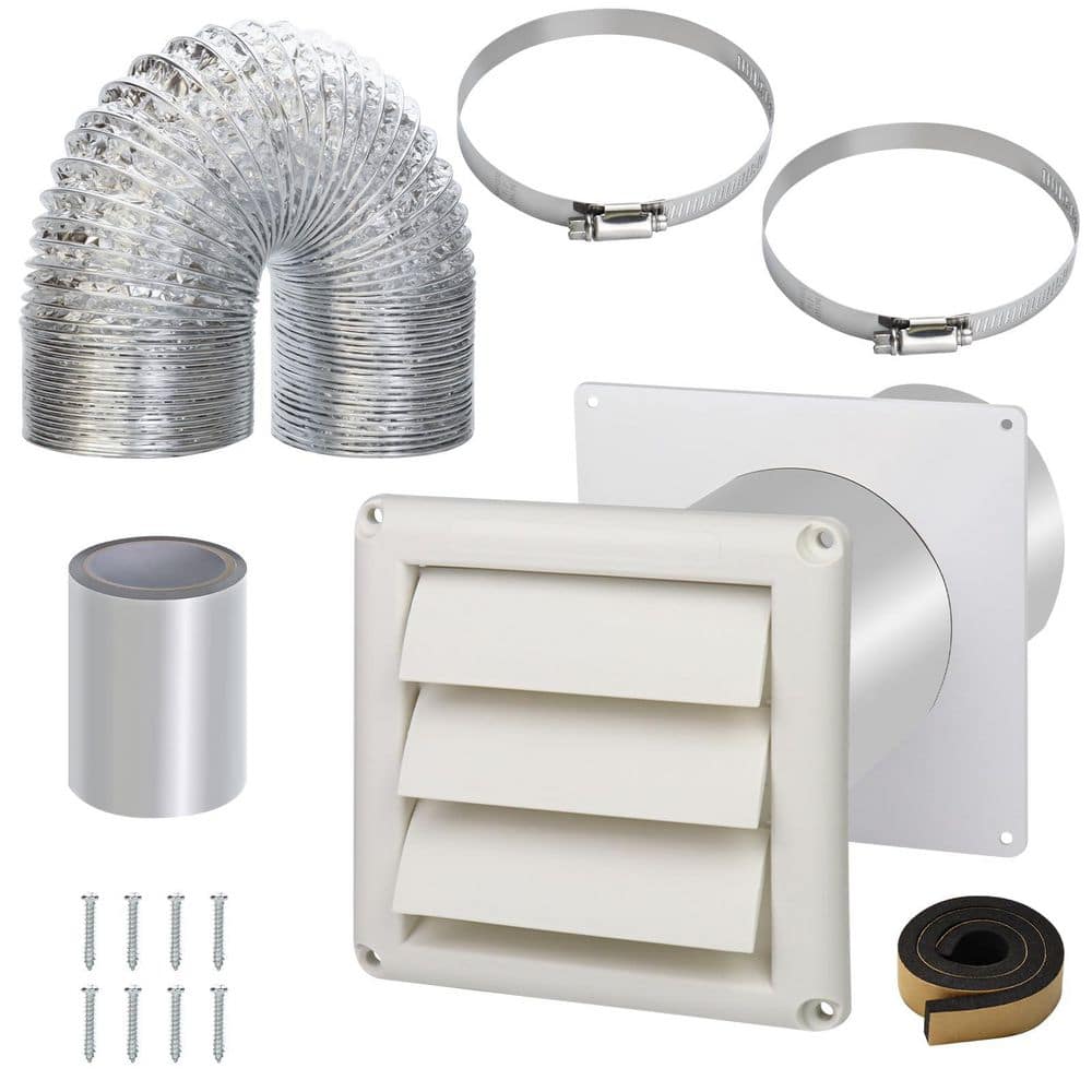 Laybus 4 in. Dryer Vent Kit with Hose, Duct Connector, Dryer Vent Hose ...