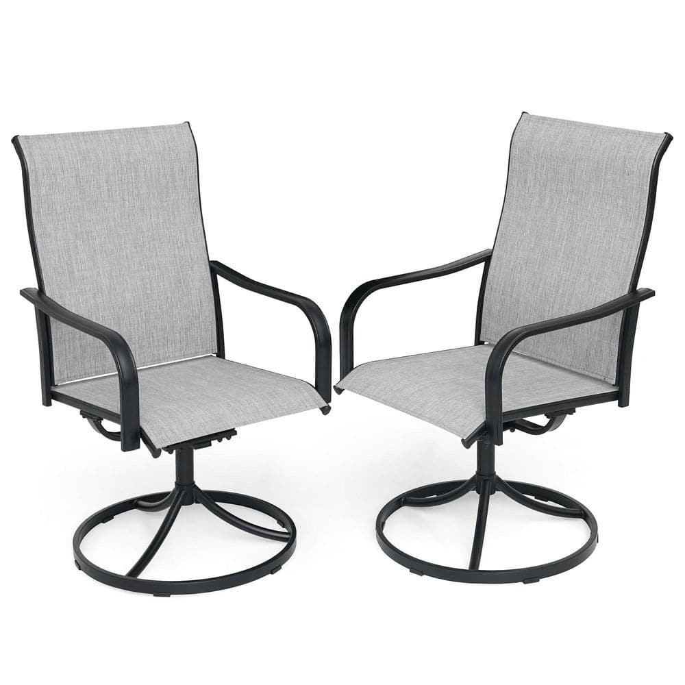 Anmutig Swivel Sling Metal Patio Outdoor Dining Armchair-Gray (2-Pack ...