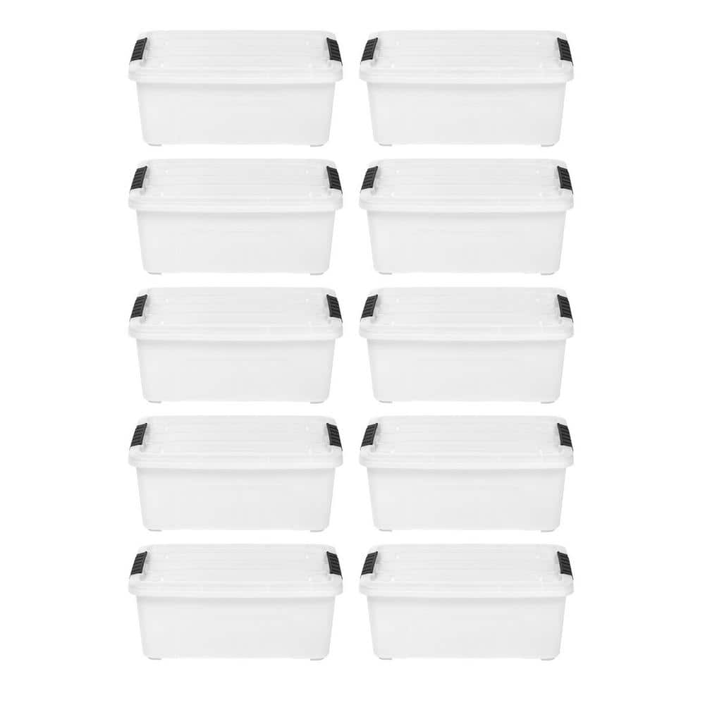 Iris 12 95 Qt Stack And Pull Clear Storage Box 10 Pack 588006 The